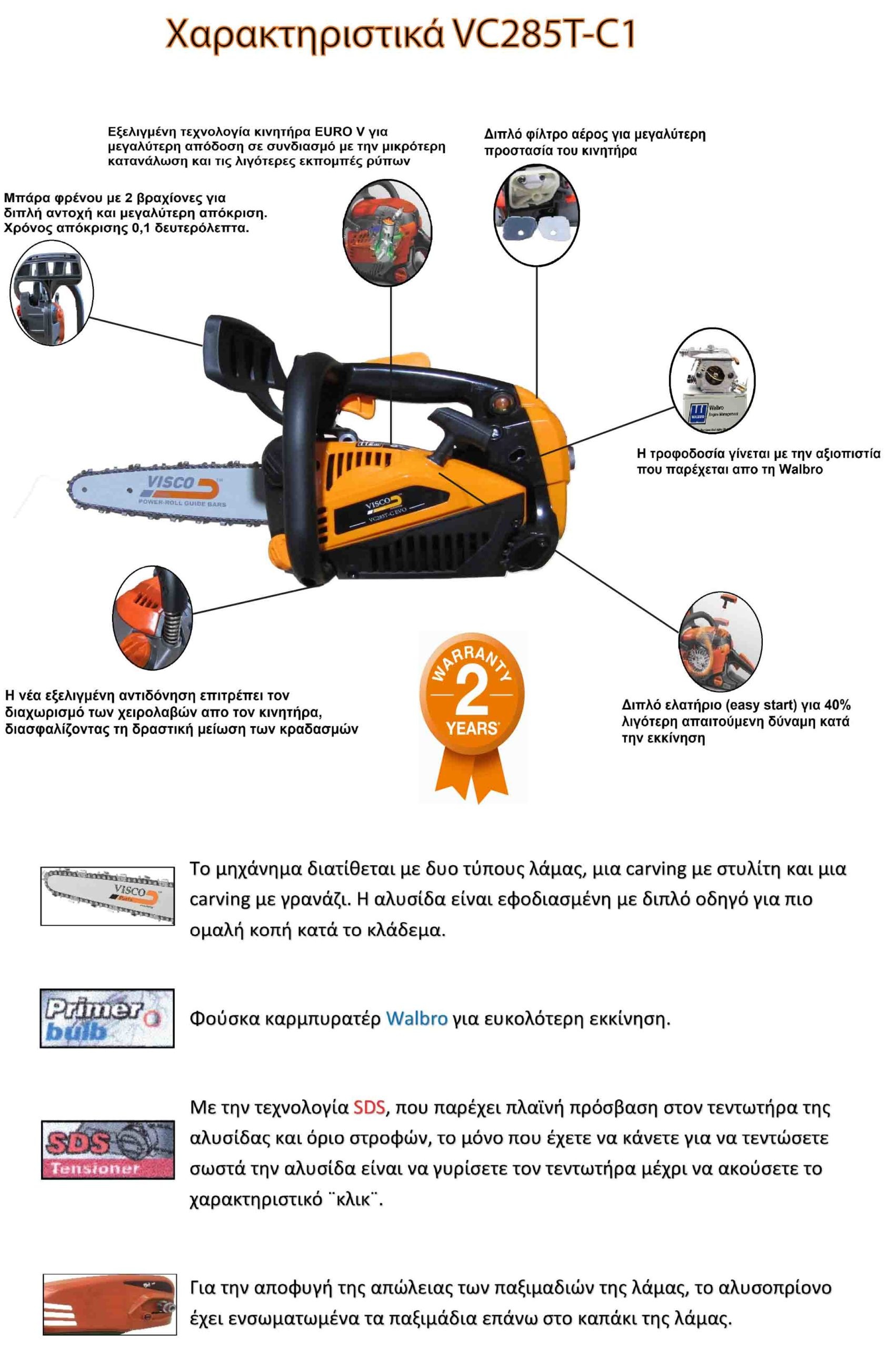 ΚΛΑΔΕΥΤΙΚΟ ΑΛΥΣΟΠΡΙΟΝΟ VISCO VC285T C1 EVO 28.5CC